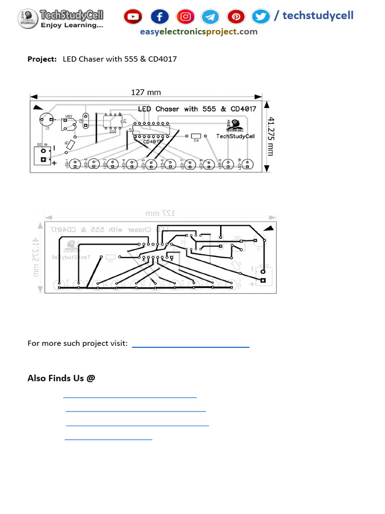 LED Chaser Circuit with 555 & CD4017 | PDF