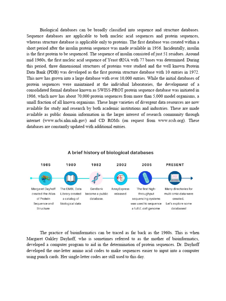 History of Biological Databases | PDF | Bioinformatics | Gen Bank