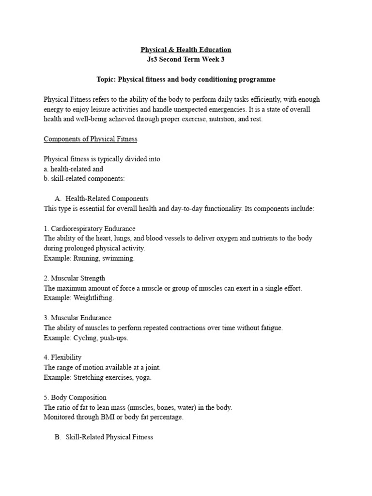 Physical Fitness and Conditioning | PDF | Physical Fitness | Skeletal ...