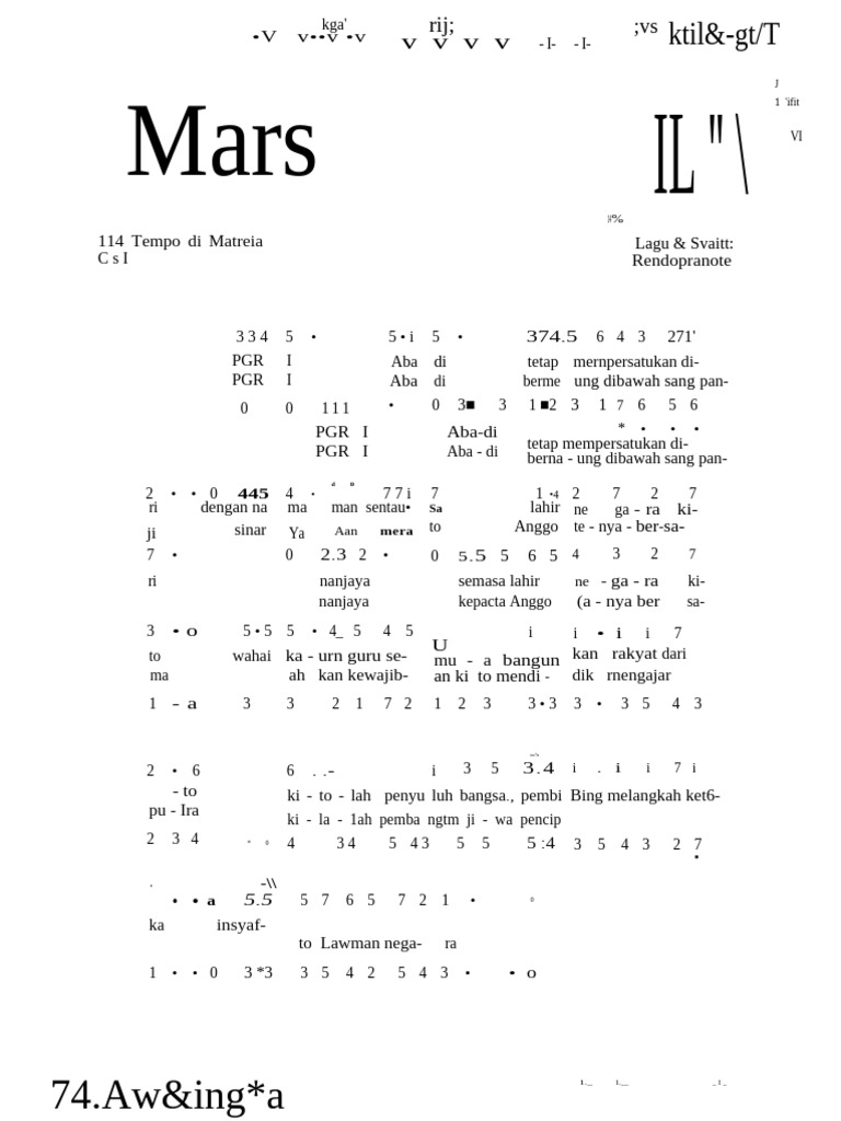Notasi Partitur Mars PGRI 724x1024 | PDF