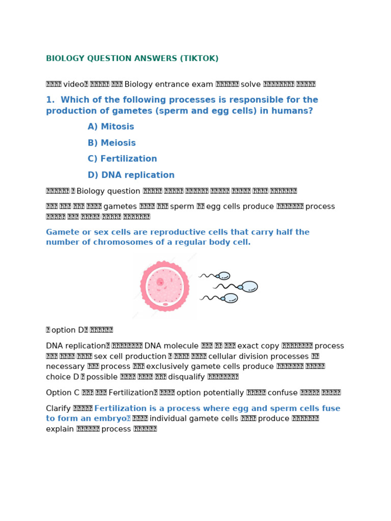 BIOLOGY QUESTION ANSWERS - TIkTok | PDF | Meiosis | Cell (Biology)