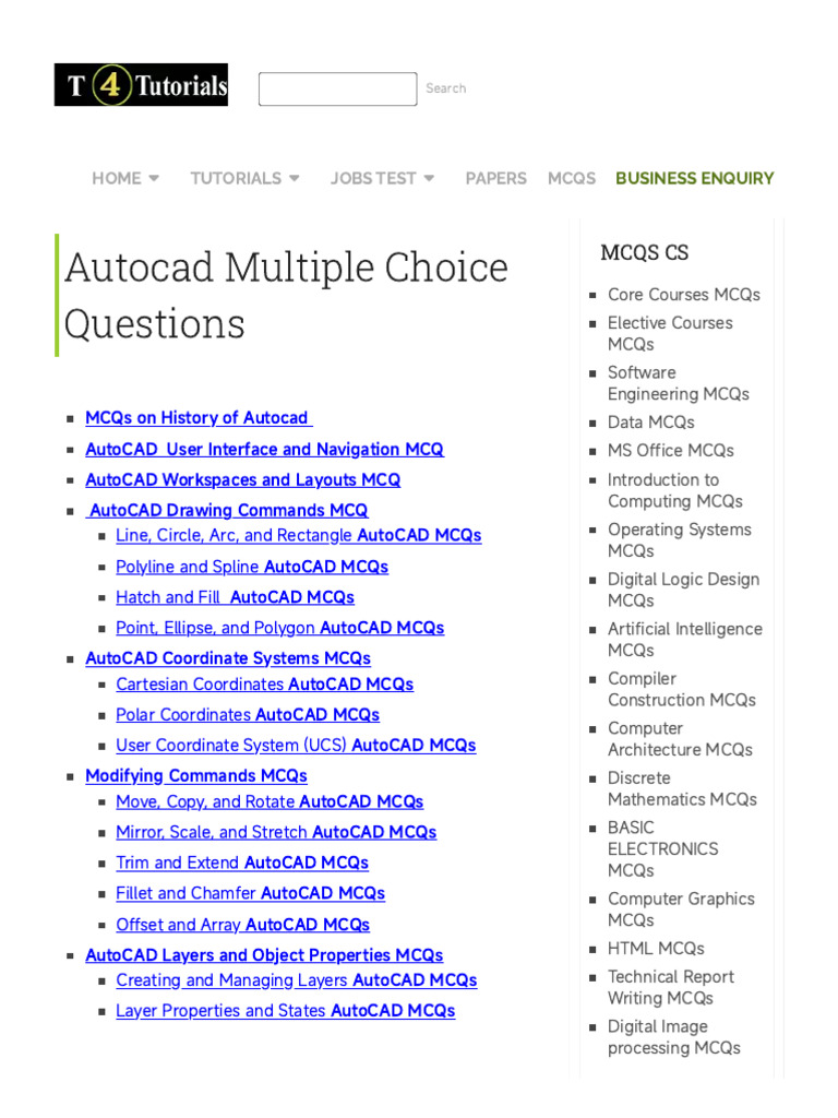 Autocad Multiple Choice Questions | PDF | Auto Cad | Multiple Choice
