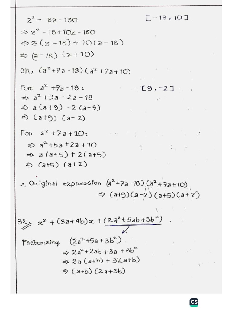 Mathematics Algebraic Formulas Notes | PDF