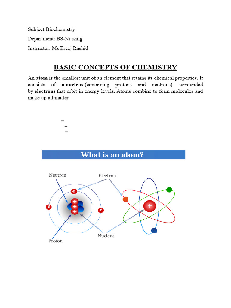 Basic Concepts of Chemistry | PDF | Atomic Nucleus | Atoms