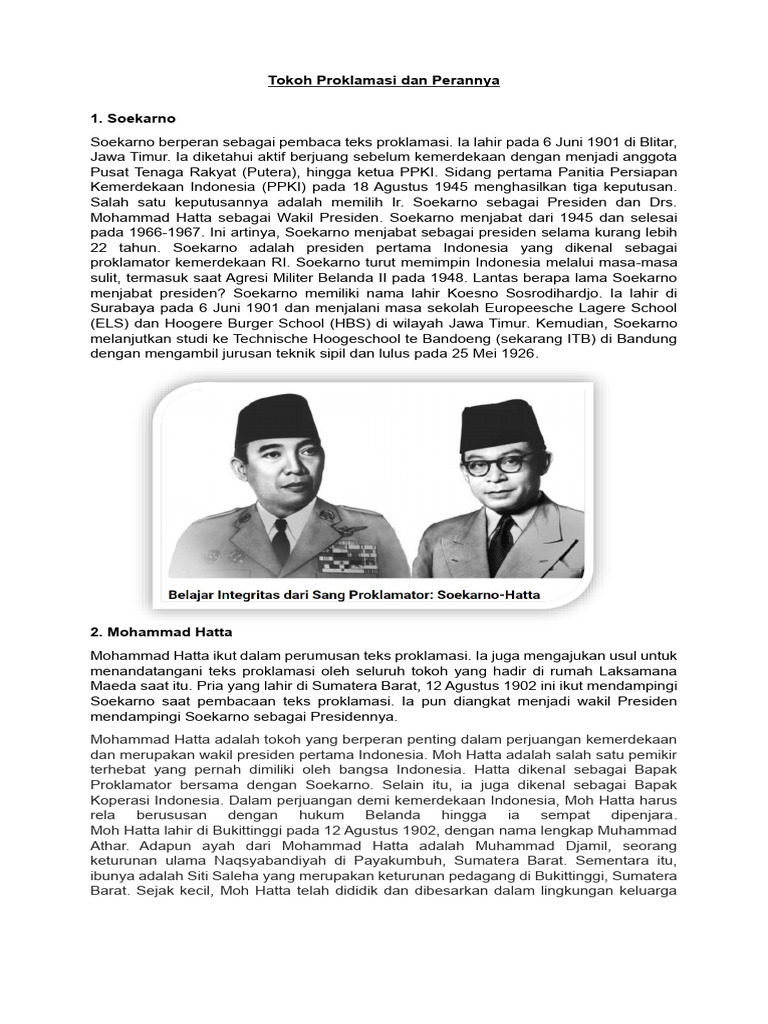 Tokoh Proklamasi dan Perannya (1) | PDF