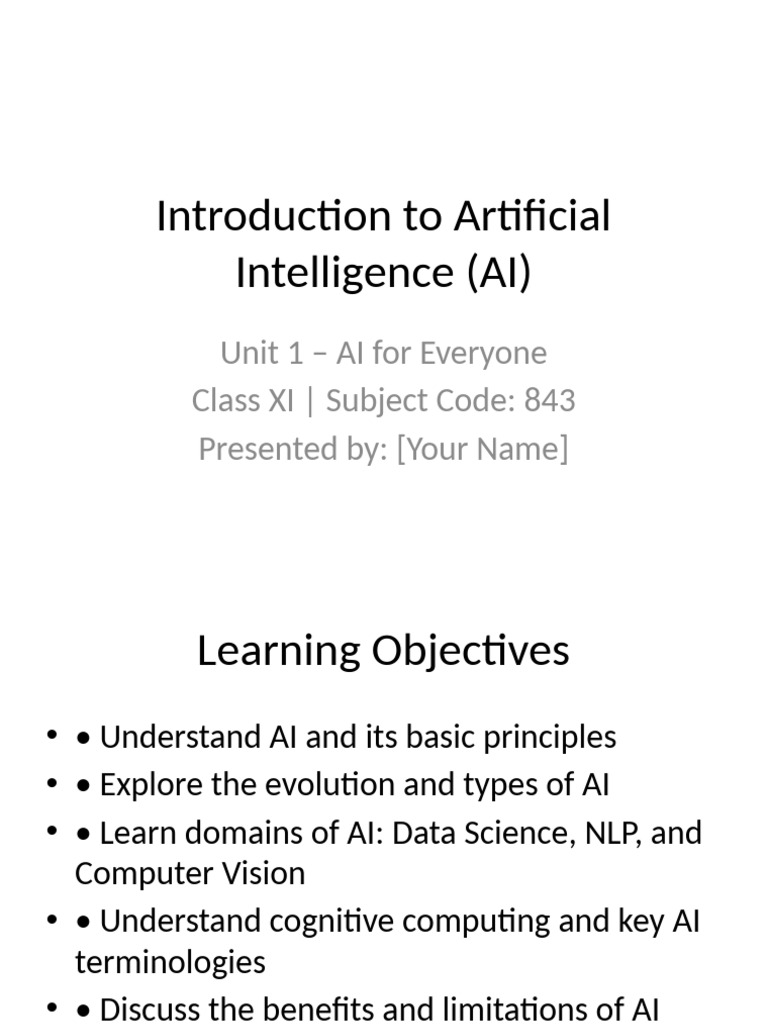 AI Unit1 Demo Presentation With Images | PDF | Artificial Intelligence | Intelligence (AI ...