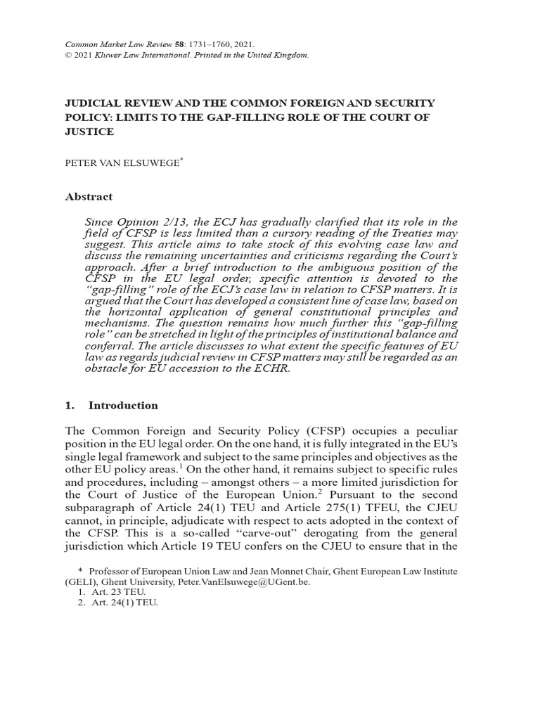 CMLRev Judicialreview CFSP | PDF | European Union | European Court Of Justice