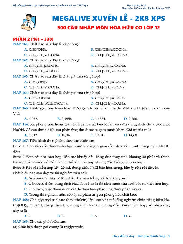 Mega LIVE - 2K8 - XPS - Nhập môn hóa hữu cơ 12 - Phần 2 | PDF