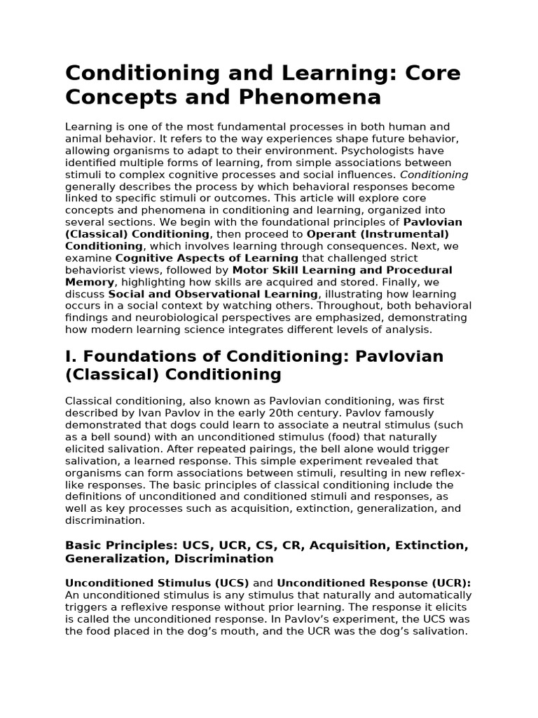 Conditioning and Learning | PDF | Classical Conditioning | Reinforcement