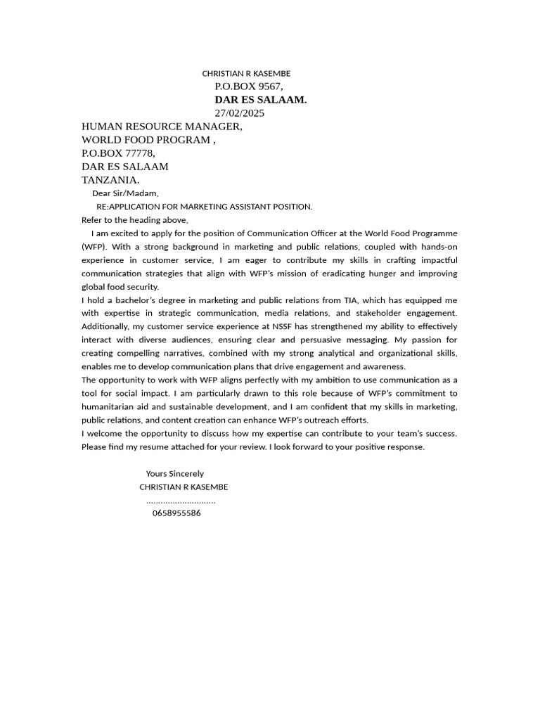 WFP Cover Letter | PDF