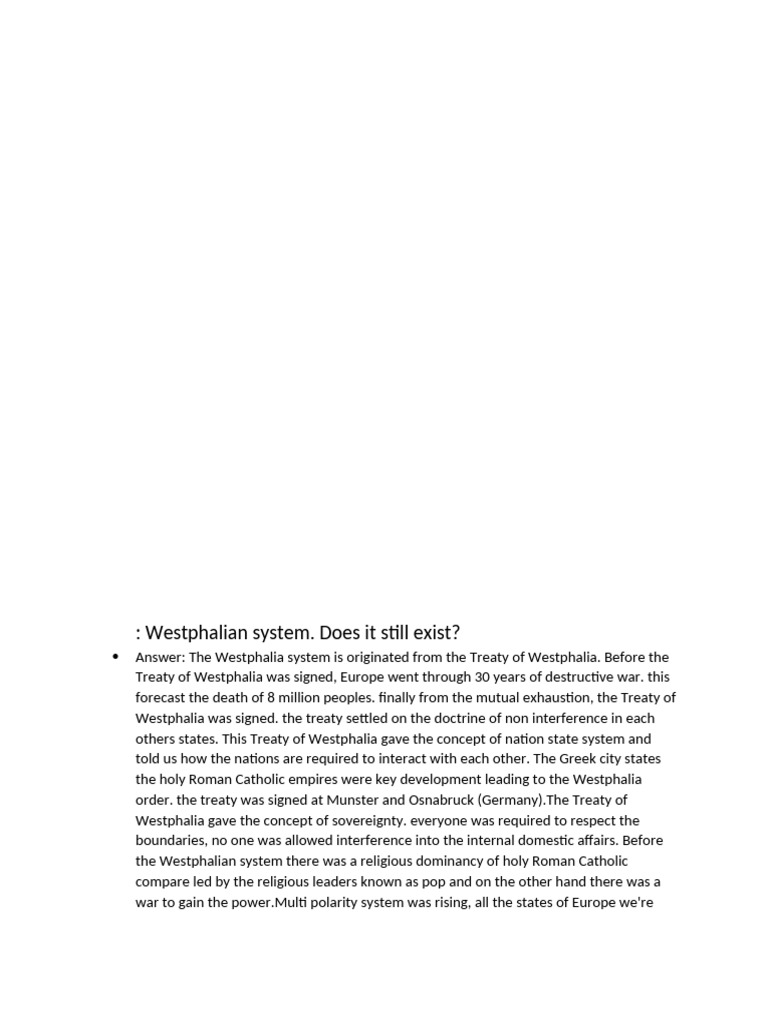 Westphalian System and It's Elements | PDF | Sovereignty | Political Science
