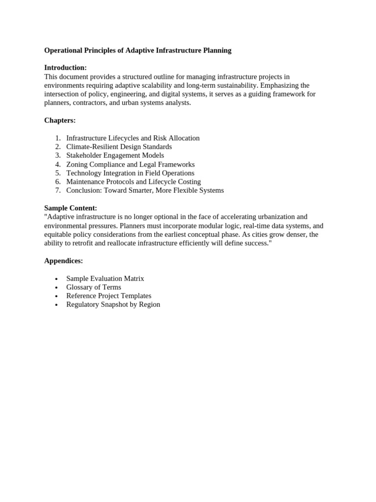 Operational Principles of Adaptive Infrastructure Planning | PDF
