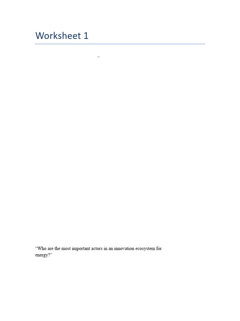 Innovation_Ecosystem worksheet M1 (Made) | PDF | Innovation | Smart Grid