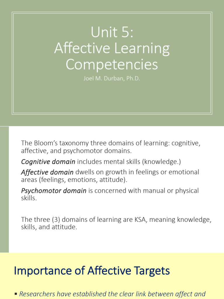 Unit 5 Affective Learning Competencies | PDF | Attitude (Psychology ...