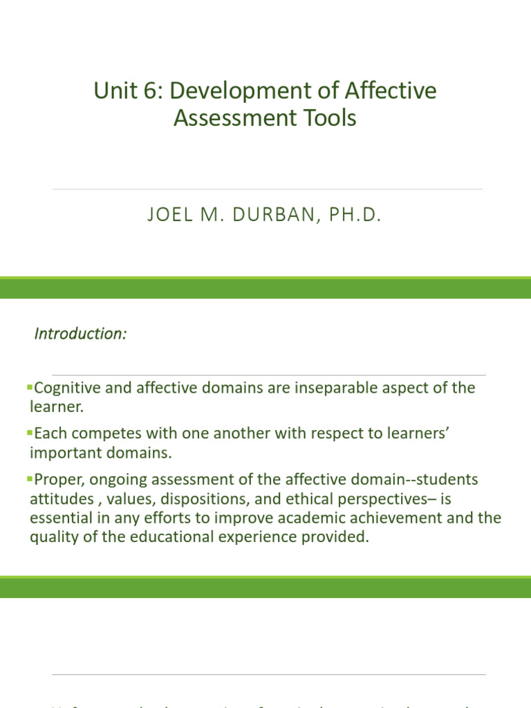 Unit 6 Development of Affective Assessment Tools | PDF | Educational ...