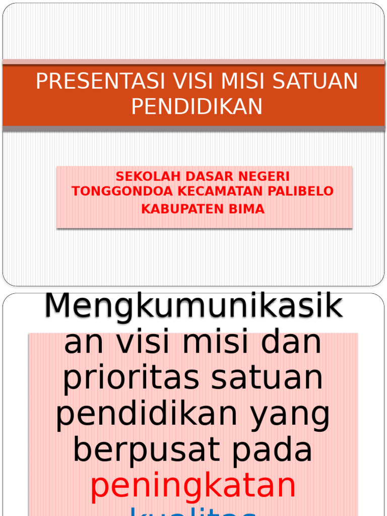 Presentasi Visi Misi Satuan Pendidikan | PDF