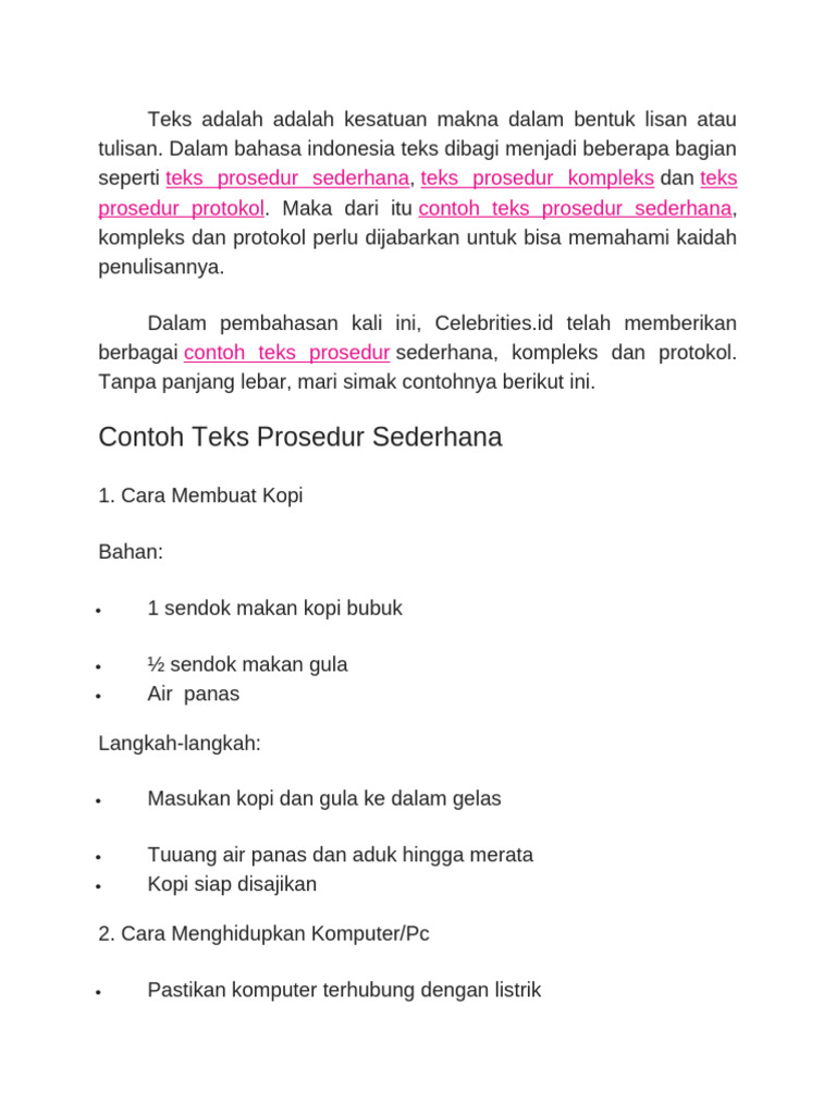 Contoh Teks Prosedur Lengkap | PDF