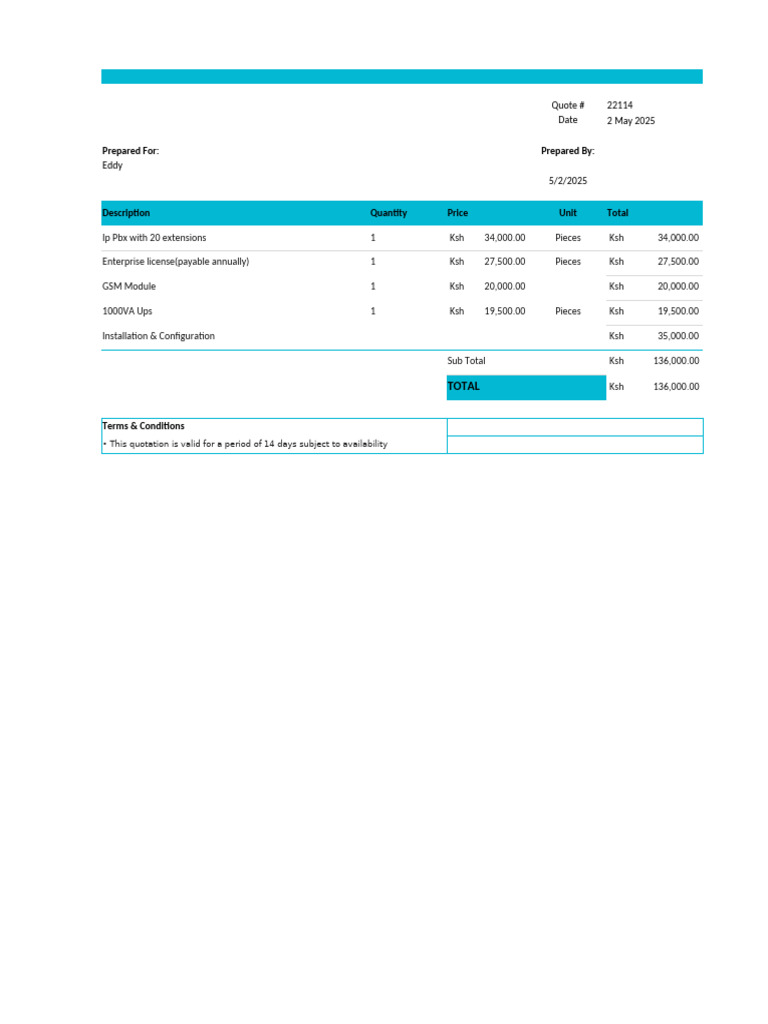 Telephony Quotation | PDF