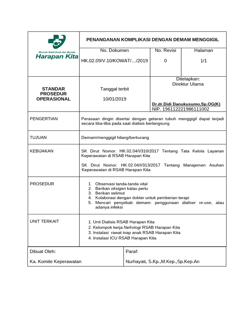 Spo Penanganan Komplikasi Dengan Demam Menggigil | PDF