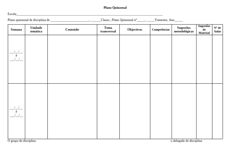 Plano Quinzenal | PDF