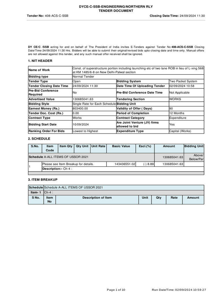 E-Tender for ROB Construction Project | PDF | Specification (Technical ...