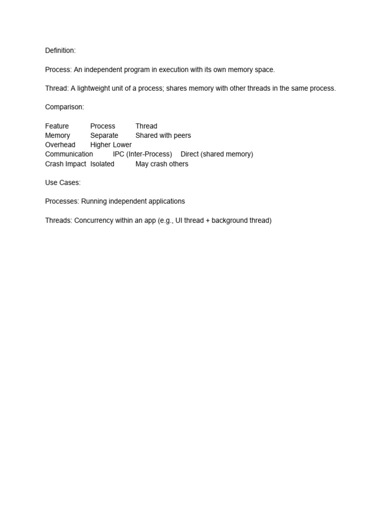 Operating System_ Process vs Thread | PDF