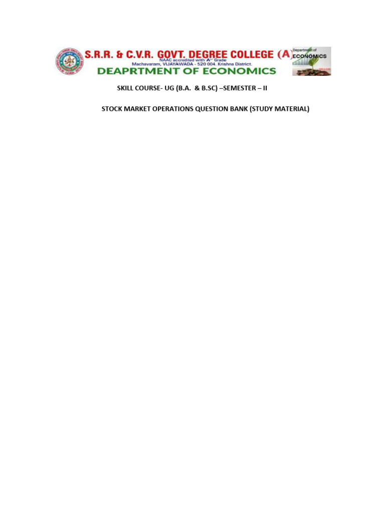 Stock Market Operations Study Material | PDF | Finance & Money ...