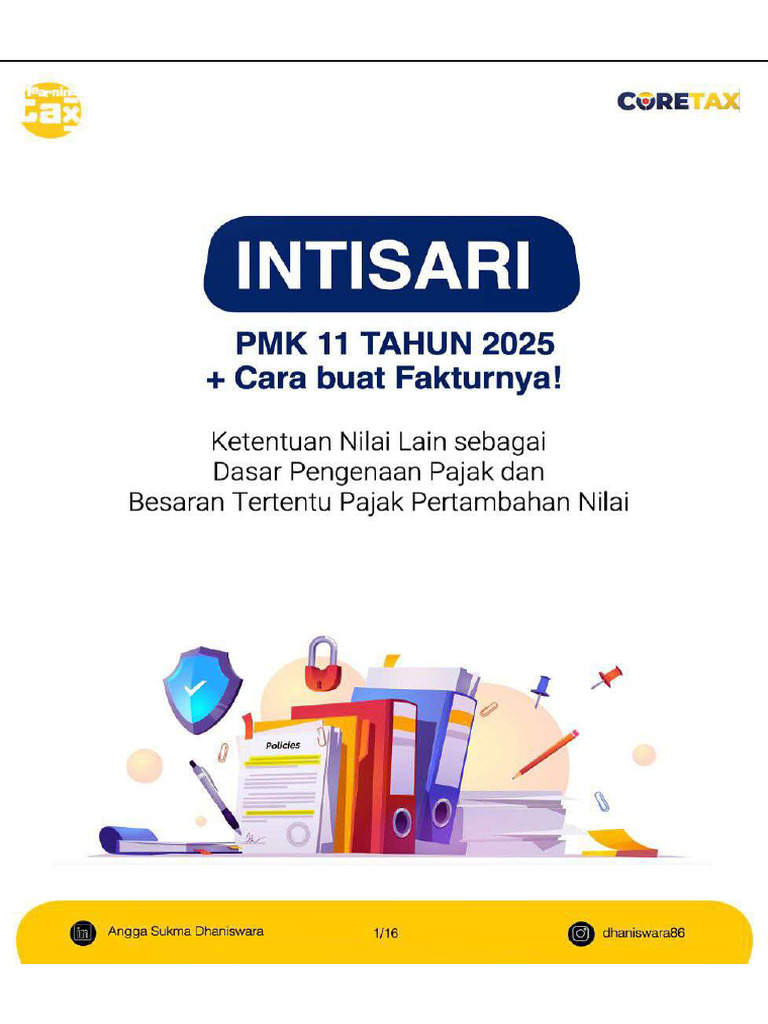 Slide Sosmed Pak Angga - Resume PMK 11 Tahun 2025 & Cara Buat Fakturnya | PDF