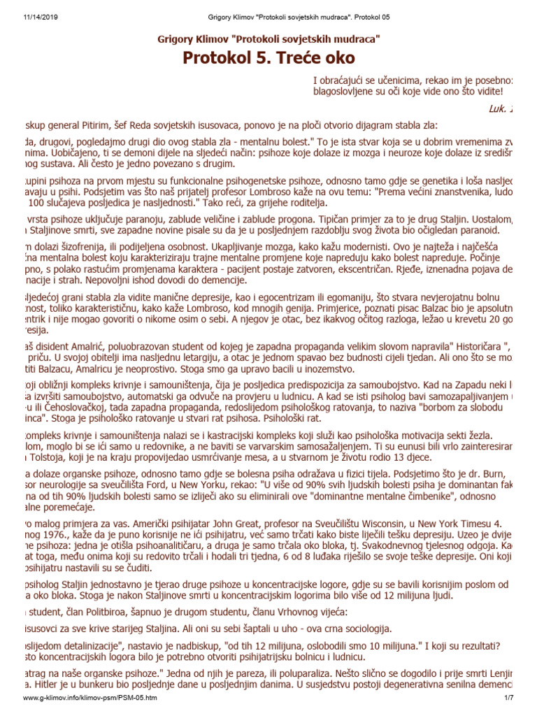 Grigory Klimov - Protokoli Sovjetskih Mudraca - Protokol 05 | PDF