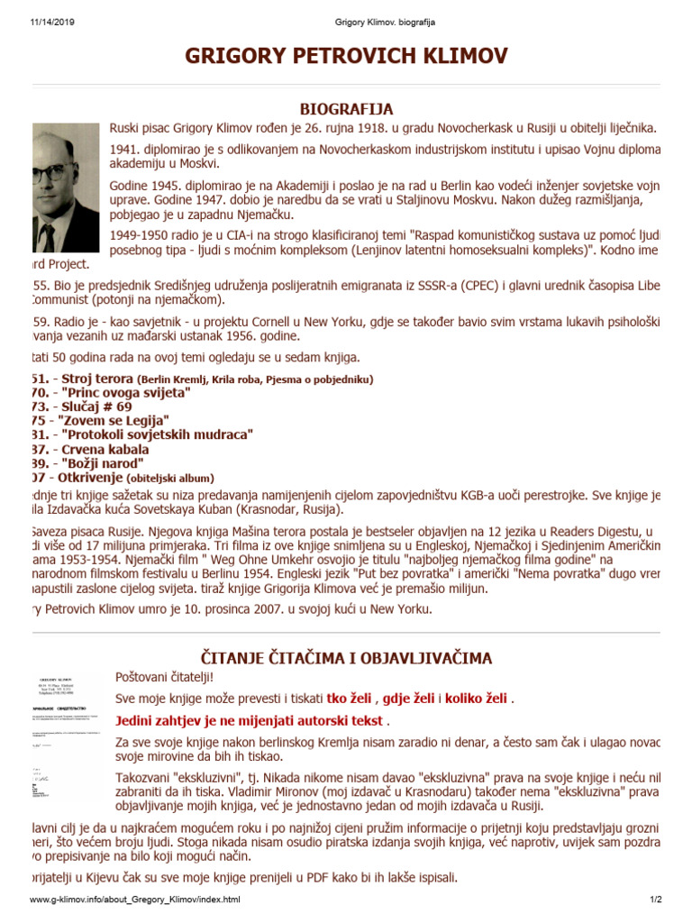 Grigory Klimov. Biografija | PDF
