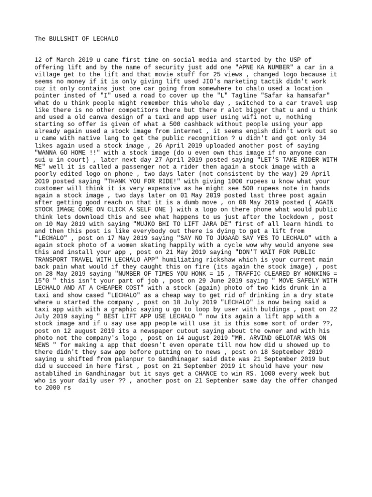 The BULLSHIT OF LECHALO | PDF