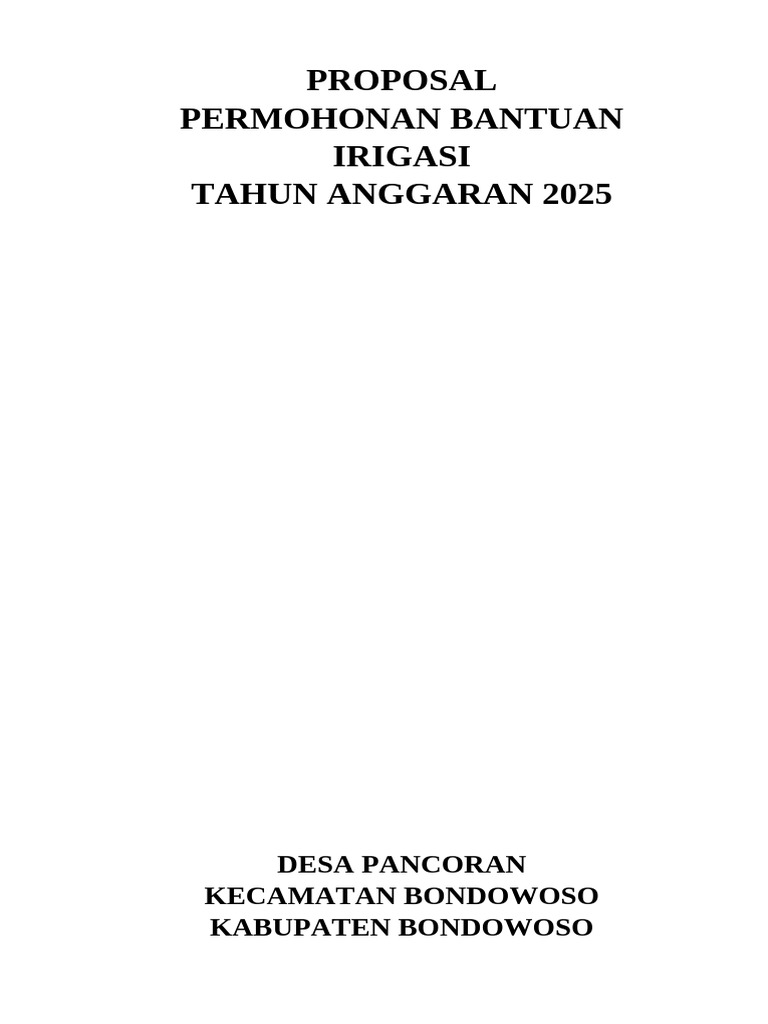 Proposal-Bantuan-Dana-Pembuatan-Irigasi PANCORAN | PDF