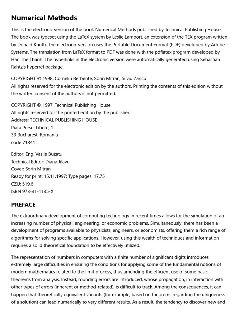 CLAUDE-Metode-Numerice-1-50-pages ENGLISH | PDF | Partial Differential Equation | Numerical Analysis