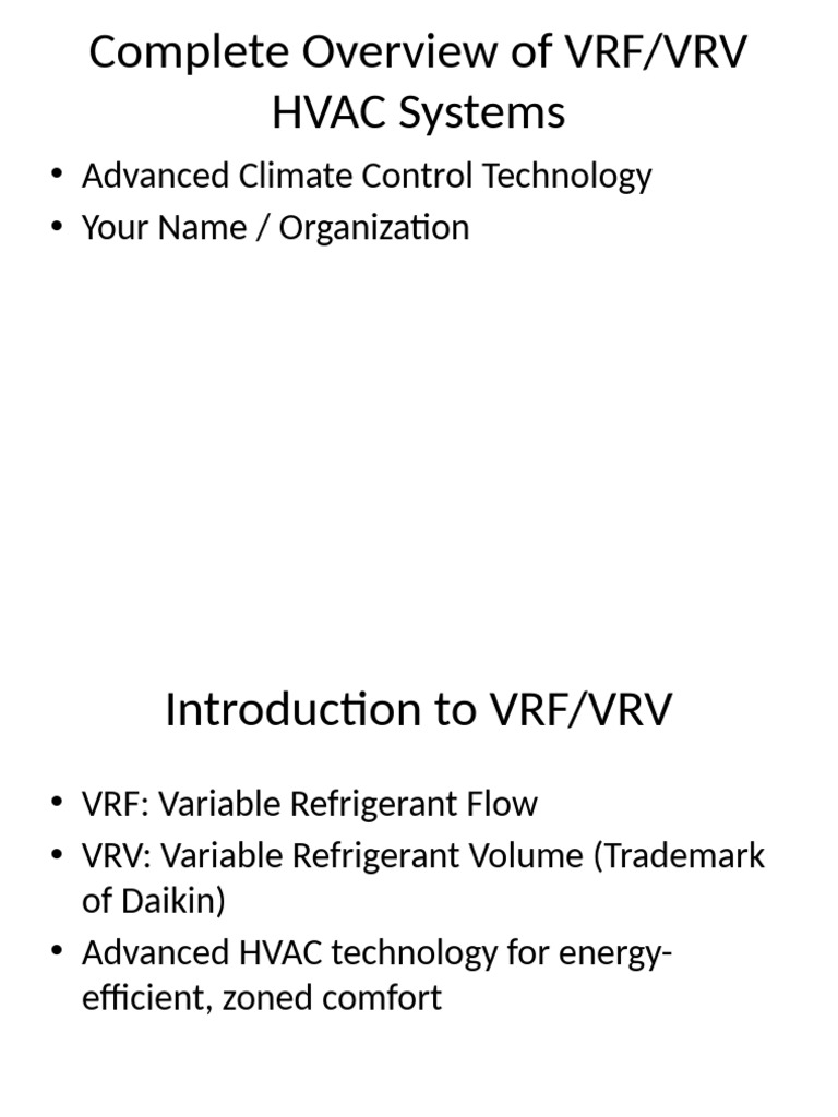 VRF VRV HVAC Presentation | PDF
