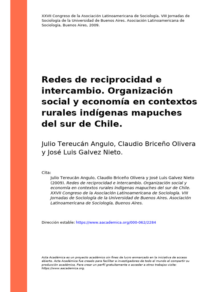 Julio Tereucán Angulo, Claudio Bric (... ) (2009) - Redes de ...