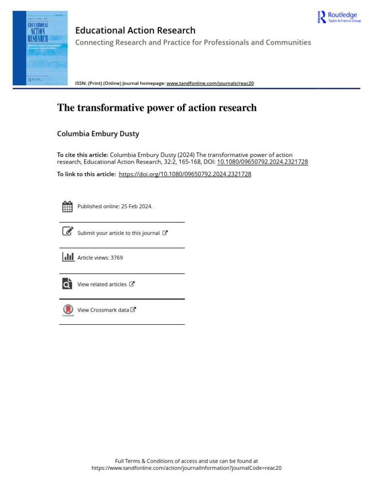 The Transformative Power of Action Research | PDF | Mentorship | Science