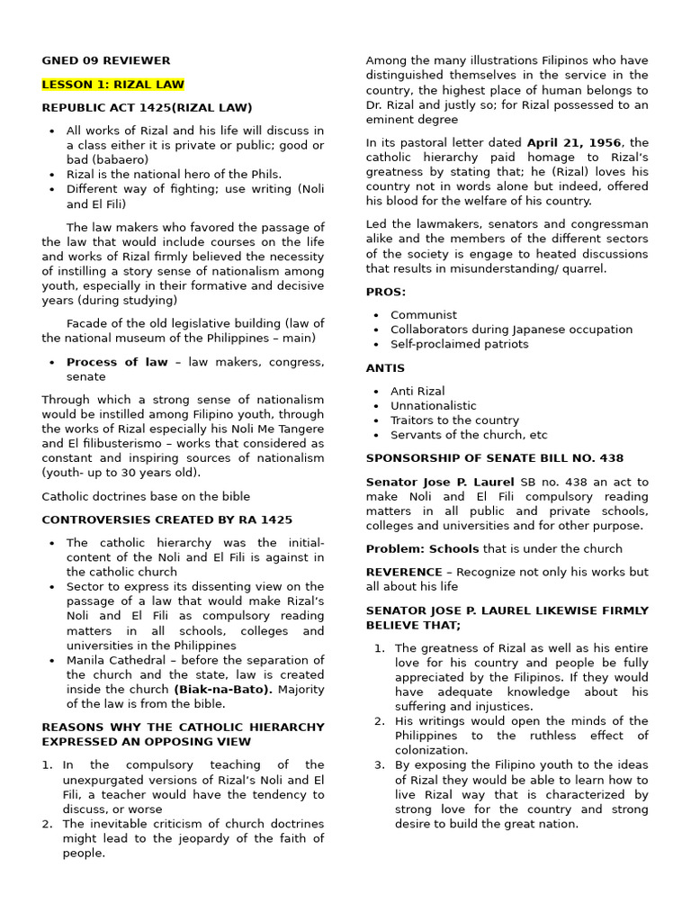 Gned 09 Life and Works of Rizal | PDF