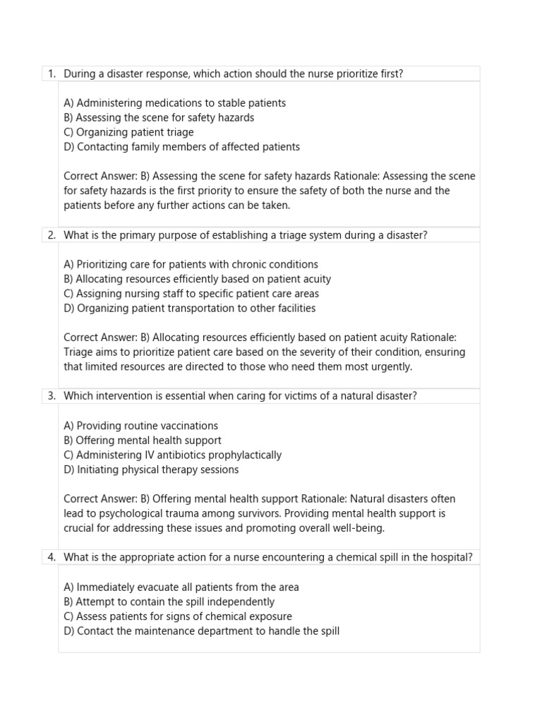 Disaster Nursing Quizzes BLS - Triaging - Mci | PDF | Cardiopulmonary ...