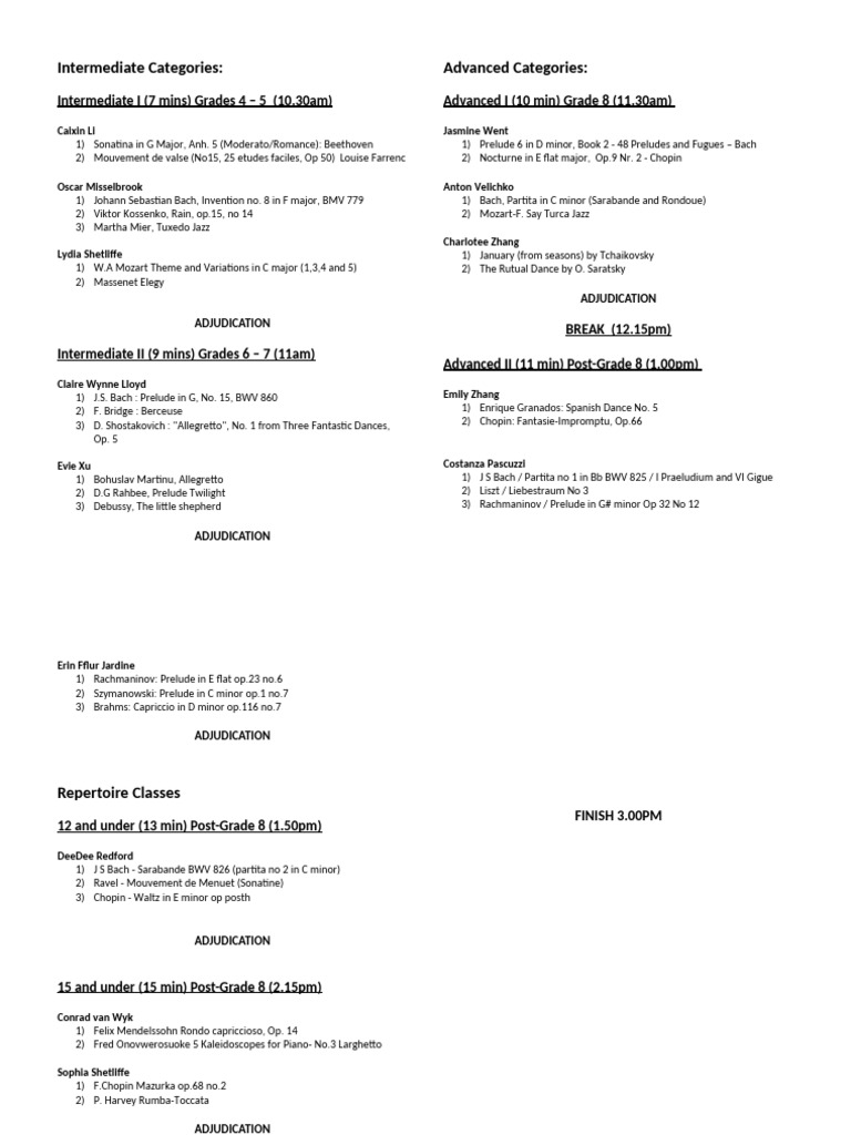 South West and Wales 2025 Finalists - Docx 9 | PDF | Johann Sebastian Bach | Classical Music