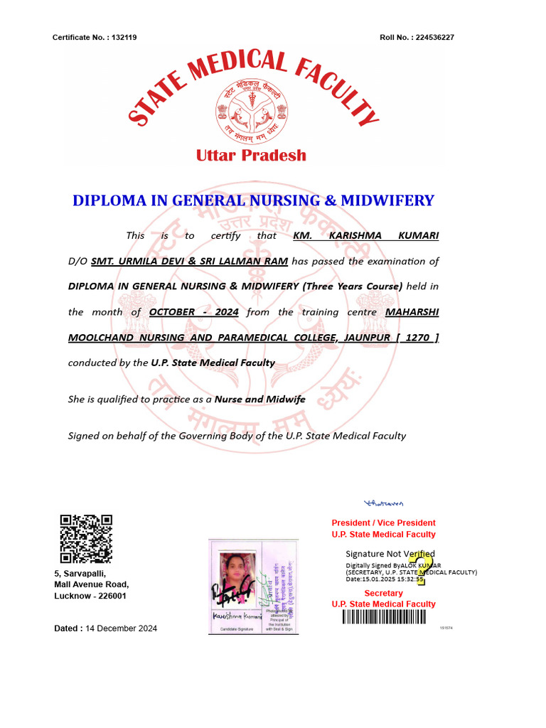 Diploma in General Nursing & Midwifery | PDF