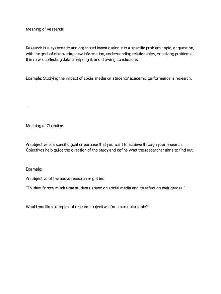 Defining Research Objectives | PDF