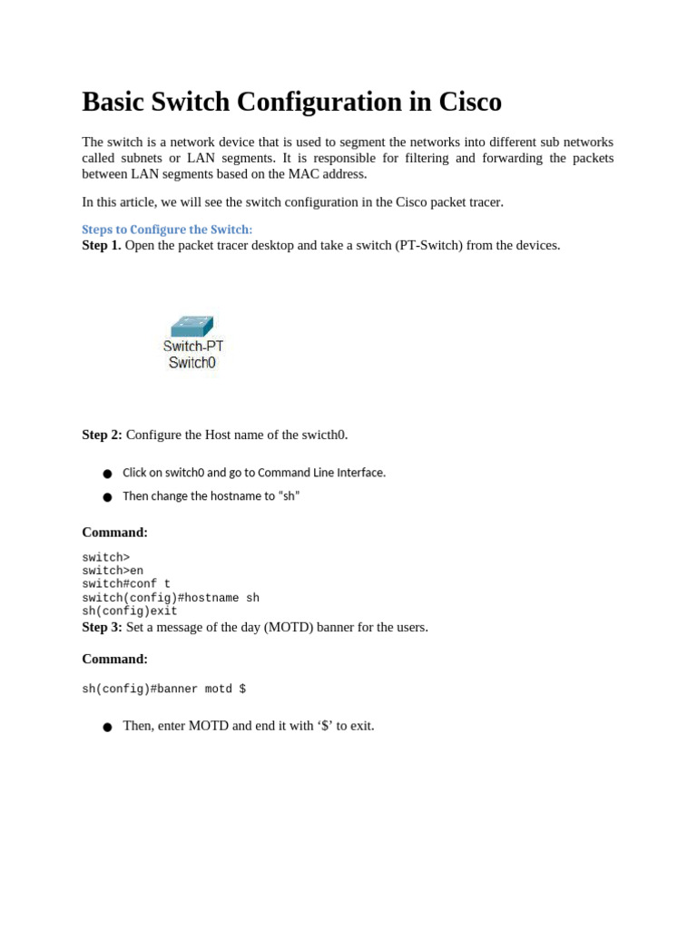 Basic Switch Configuration In Cisco Pdf