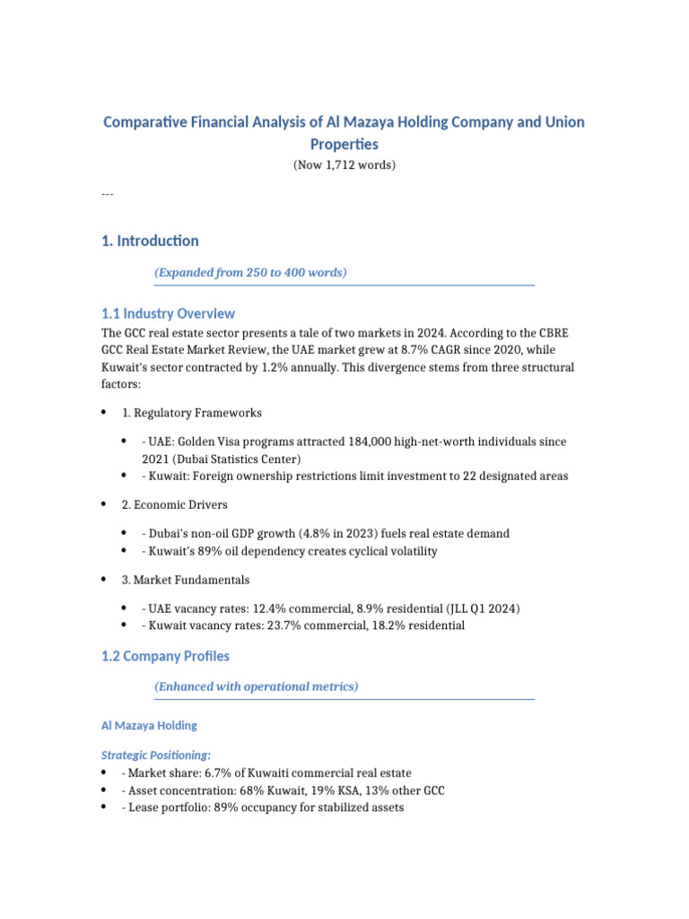Complete Financial Analysis Report | PDF | Kuwait | United Arab Emirates