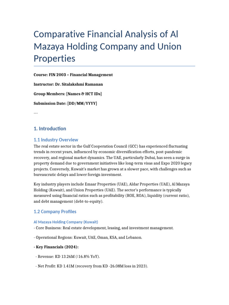 Comparative Financial Analysis | PDF | United Arab Emirates | Market ...
