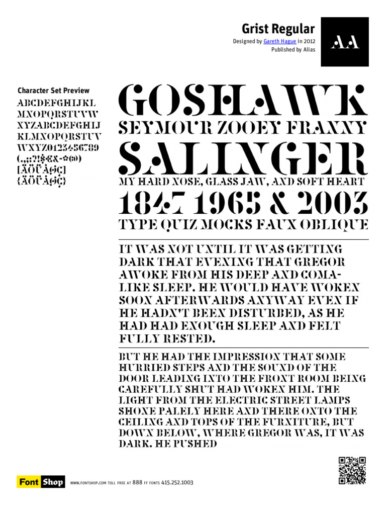 Grist Regular Font Character Set Preview | PDF