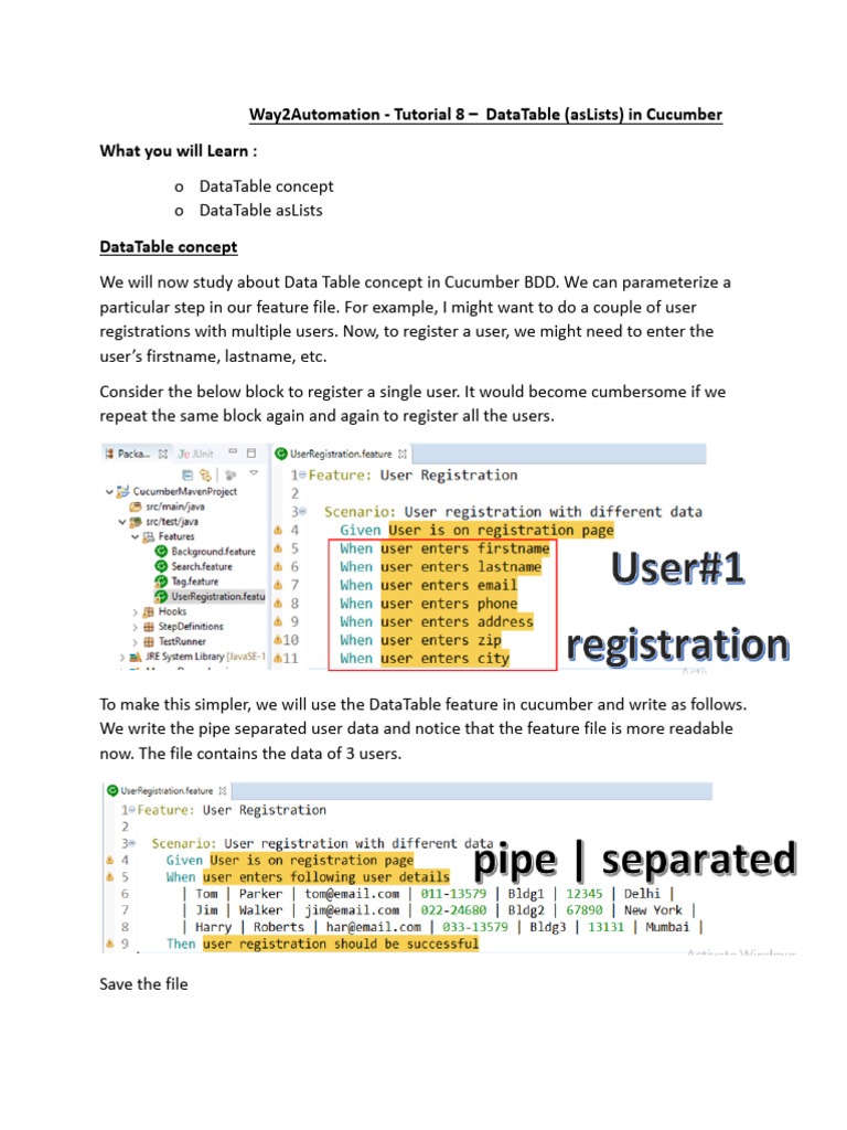 Tutorial 8 DataTable AsLists in Cucumber | PDF | Programming Paradigms | Software