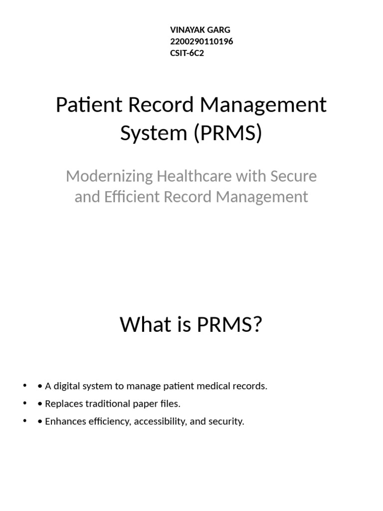 Patient Record Management System Final | PDF
