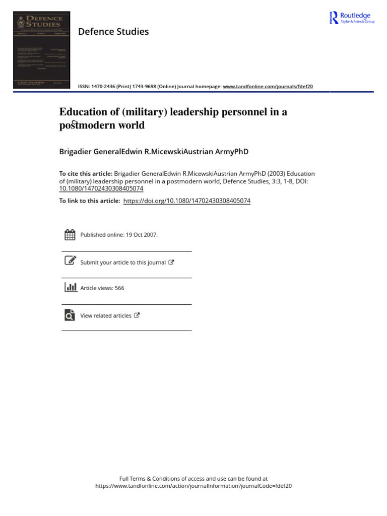 Military leadership personnel in a postmodern world | PDF ...