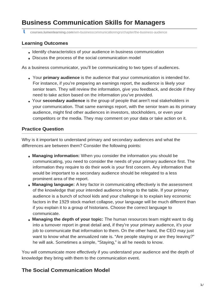 Understanding the Social Communication Model | PDF | Communication ...