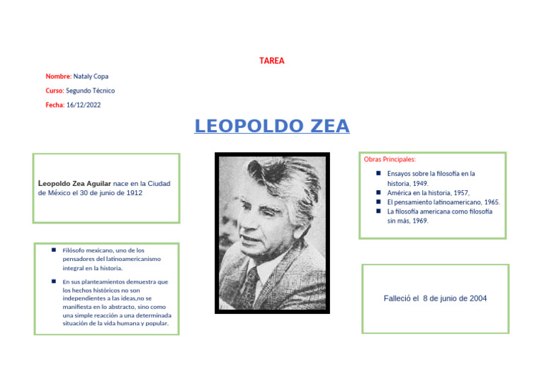 Biografía de Leopoldo Zea Aguilar | PDF